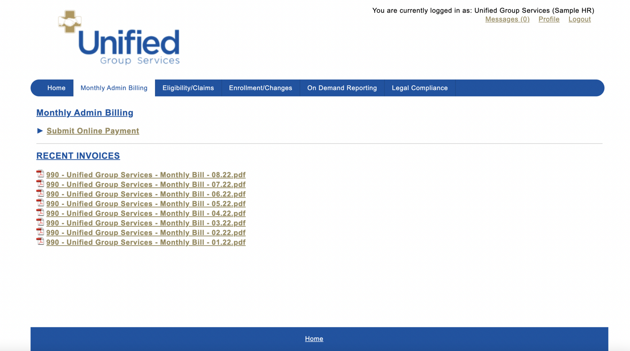 Monthly Administration Billing Updates - Unified Group Services