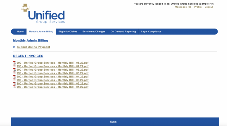 Monthly Administration Billing Updates - Unified Group Services